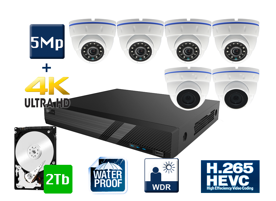 APIX 6 IP Cameras Kit 5Mp and 4K Dome - Security Systems Installation ...