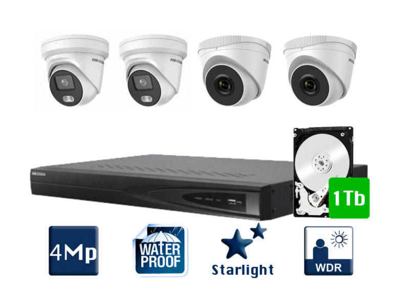 Hikvision 4 Cameras 4Mp Extra Low Light Security Camera Set - Security ...